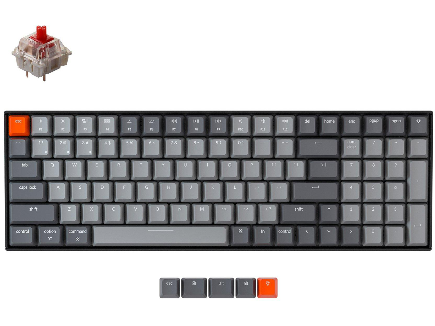 Keychron K4 Hot-Swappable Full-Size Gateron Red Switch White LED ...